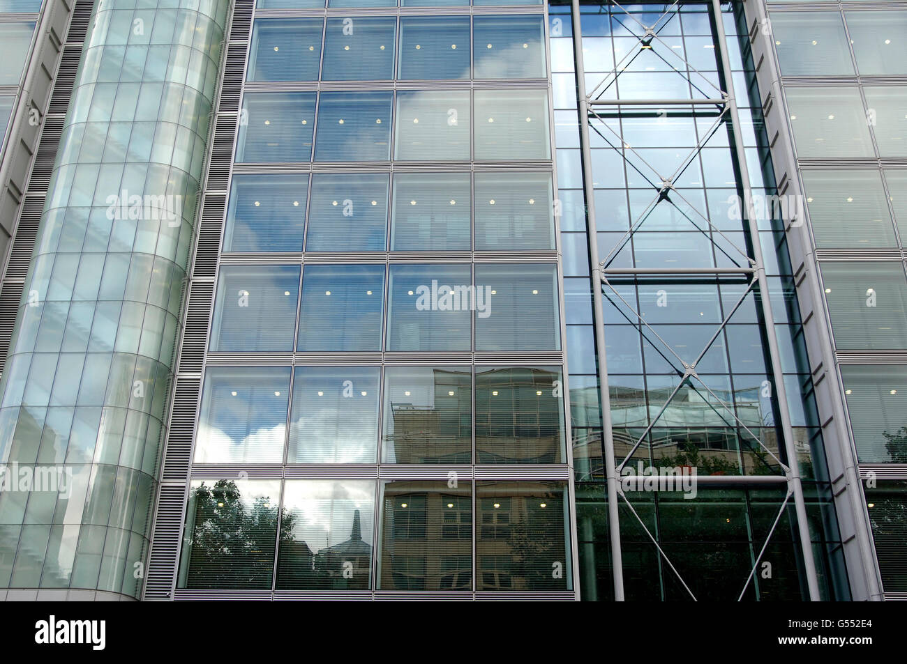Architecture reflective glass office building with steel framework ...