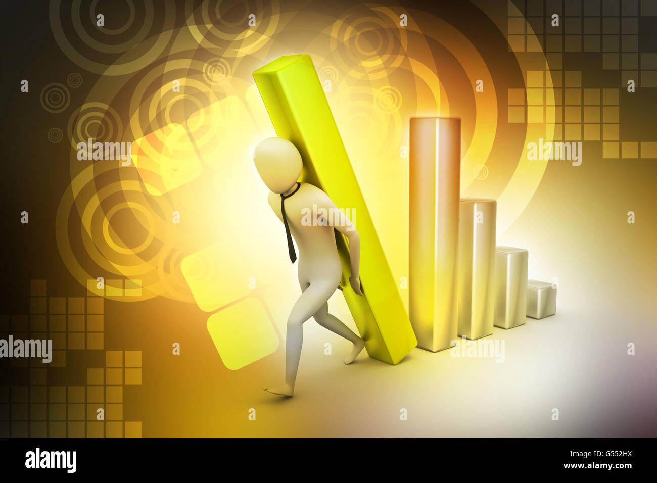 3d businessman carrying the big column of the diagram Stock Photo - Alamy