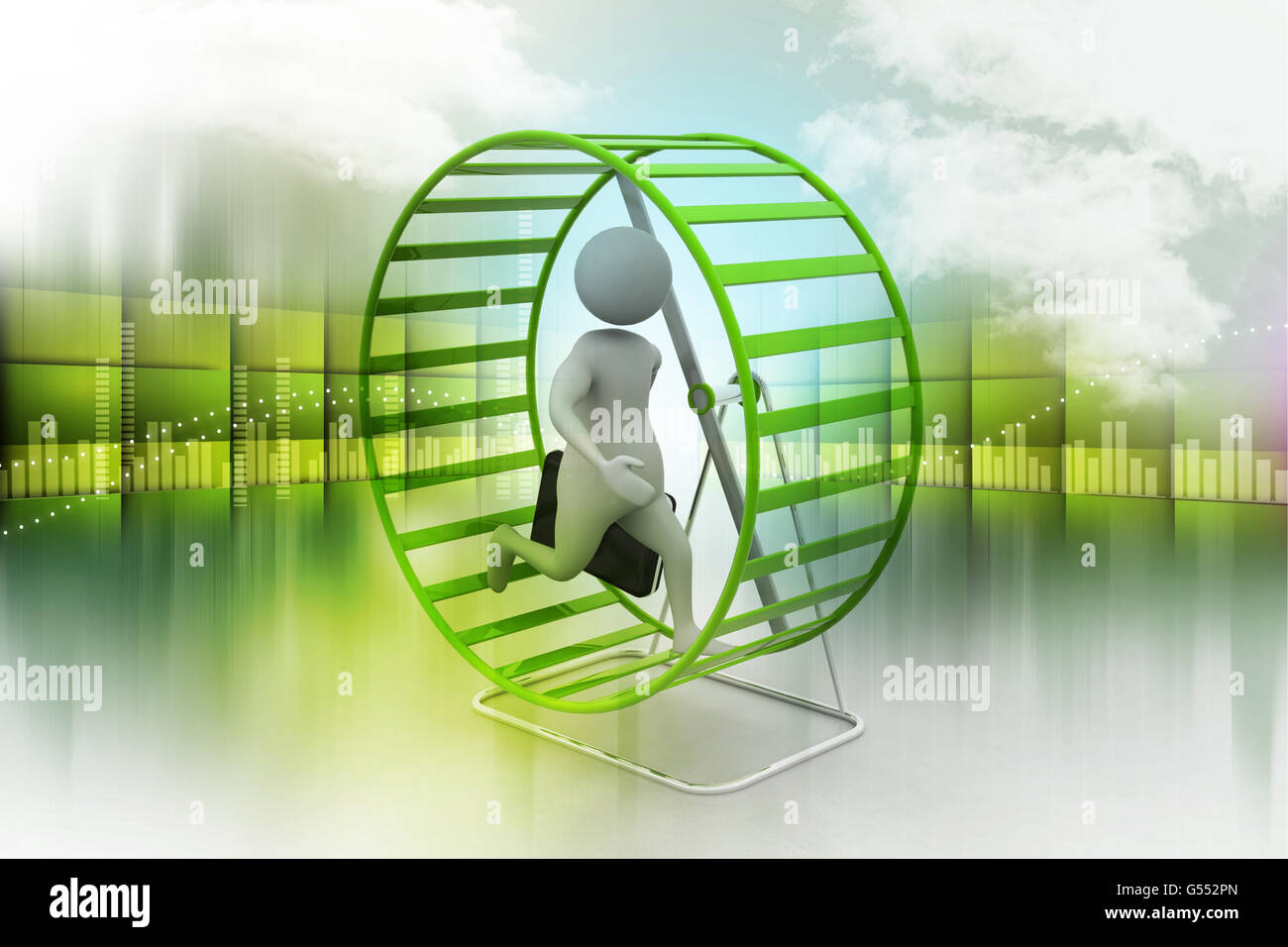 Man climbing the rotating wheel Stock Photo - Alamy