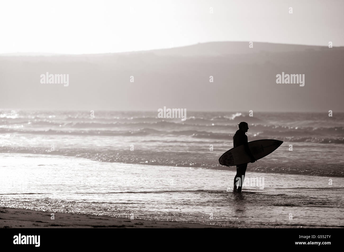 surfer waiting for the wave B&W Stock Photo - Alamy