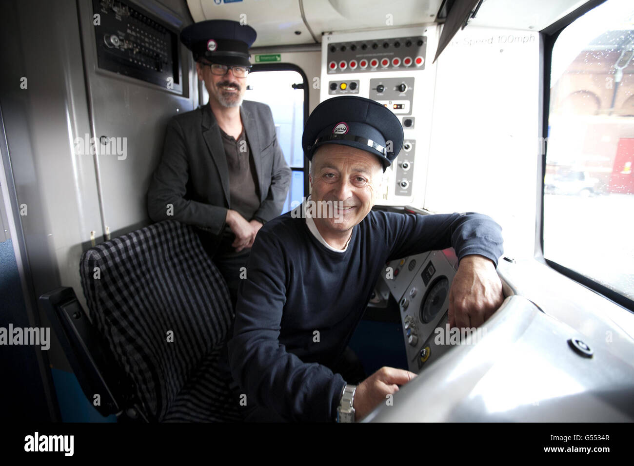 Comedy train announcements Stock Photo - Alamy