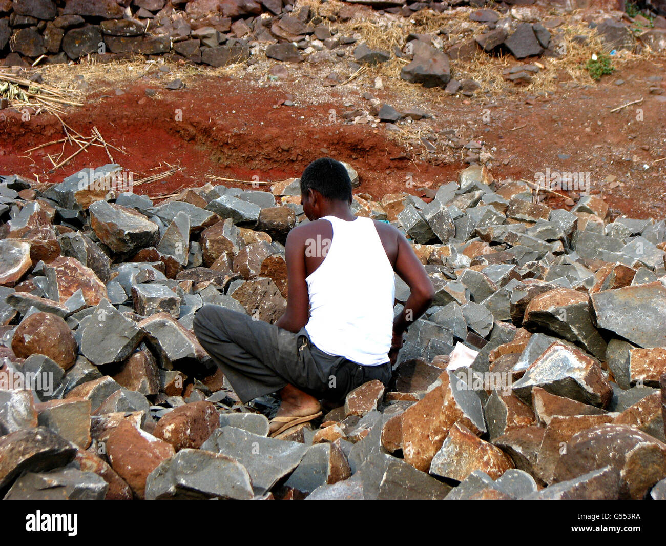 A poor Stone Quarry worker in India Stock Photo - Alamy