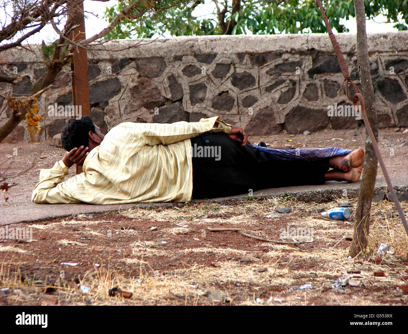 Resting Indian Worker Stock Photo - Alamy