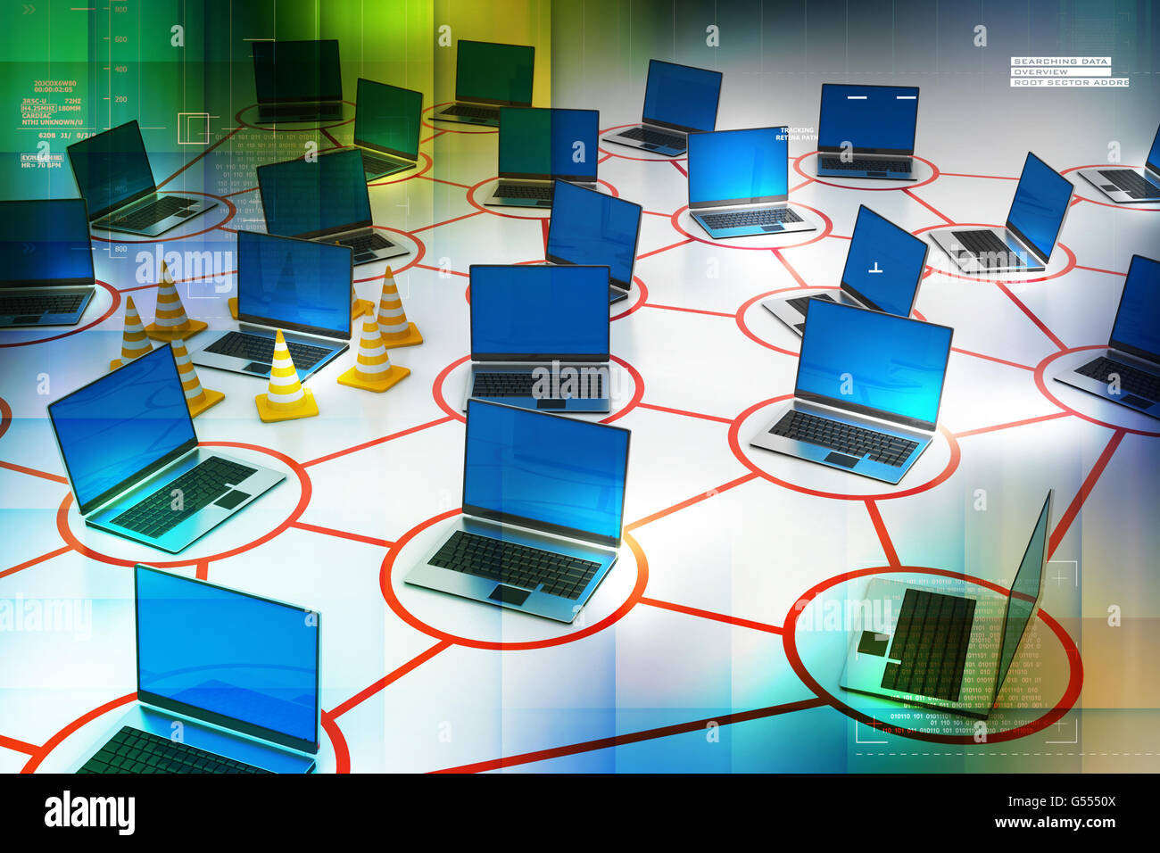laptop network with traffic cone Stock Photo - Alamy