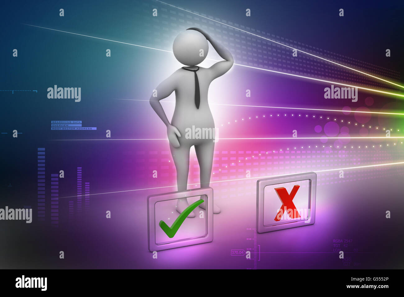 3d man pressing yes no hi-res stock photography and images - Alamy