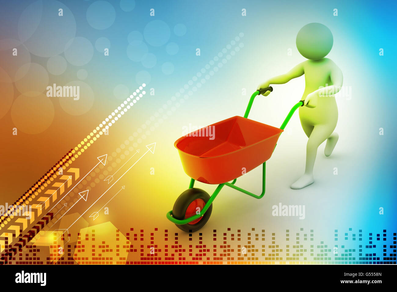 3d man with wheel barrow Stock Photo - Alamy