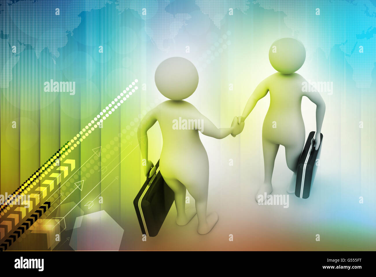 Two business people communicate together Stock Photo - Alamy