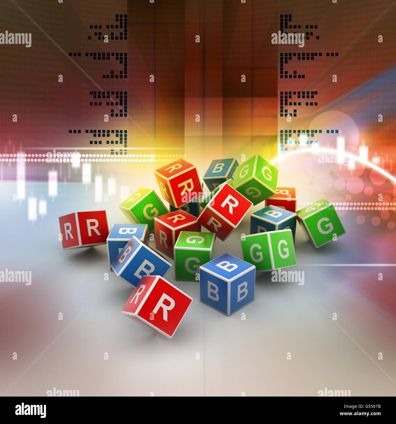 3D Colored Cube of RGB Alphabet Stock Photo - Alamy