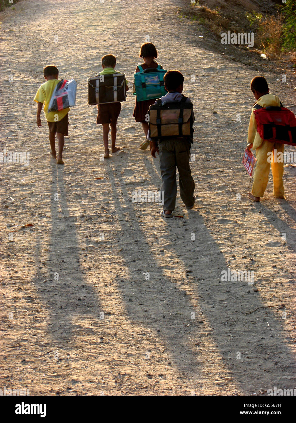 Poor village kids home from their village school in India Stock Photo ...