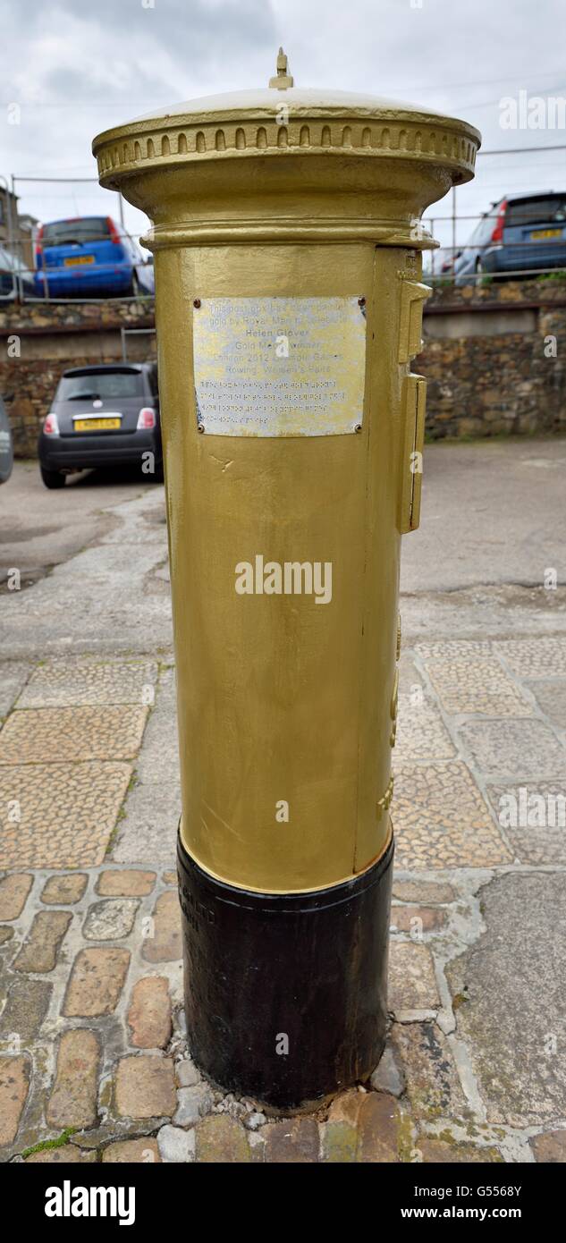 The King George VI post box in Penzance painted gold for gold medal ...