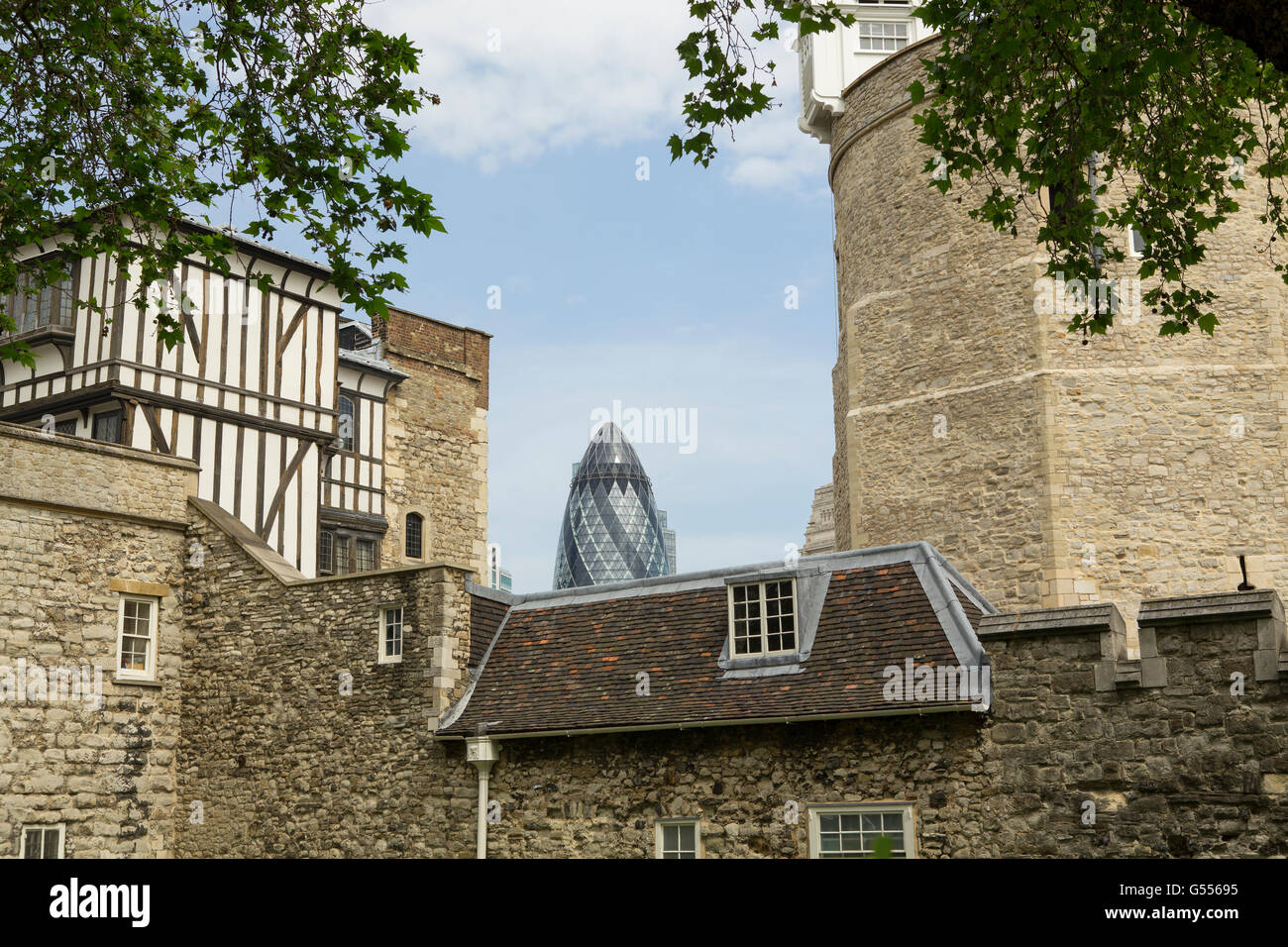 Looking over the wall, a view of the London landmark building the ...