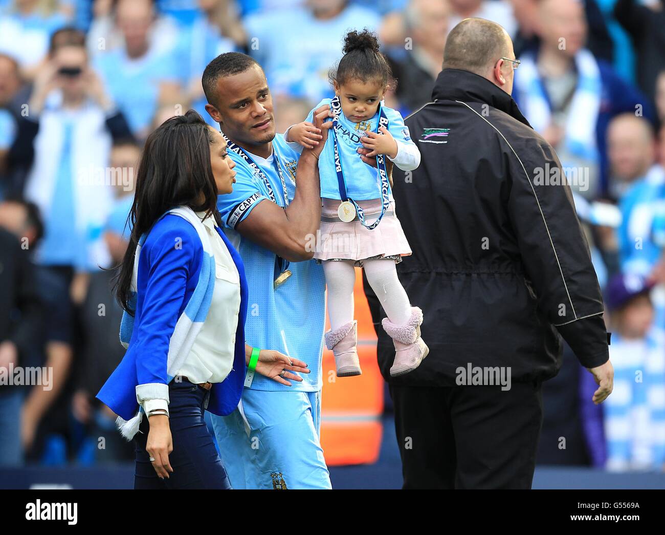 Manchester citys vincent kompany and his family celebrate hi-res stock ...
