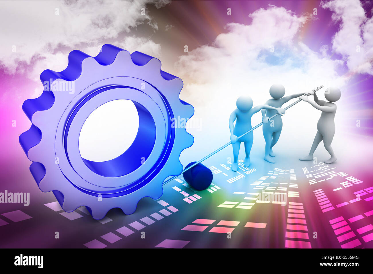 people moving gear in union, symbol of teamwork Stock Photo - Alamy