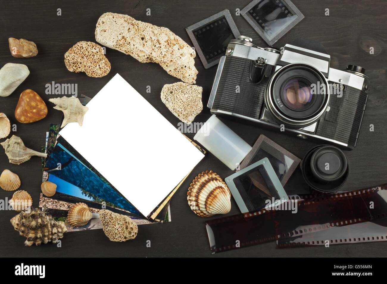 Old photos of the seaside holiday. The old camera. Memories of the sea ...