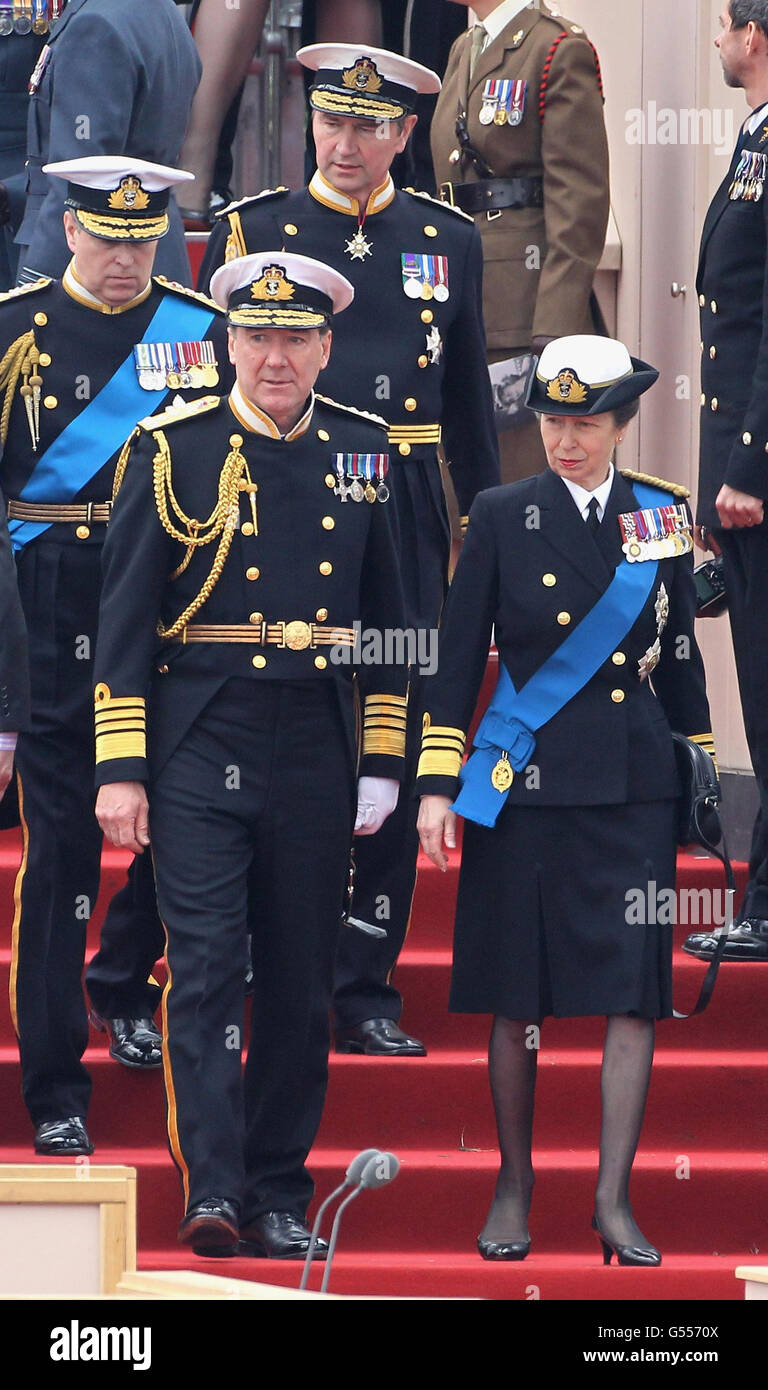 The Princess Royal (front right), Vice Admiral Sir Timothy Laurence ...