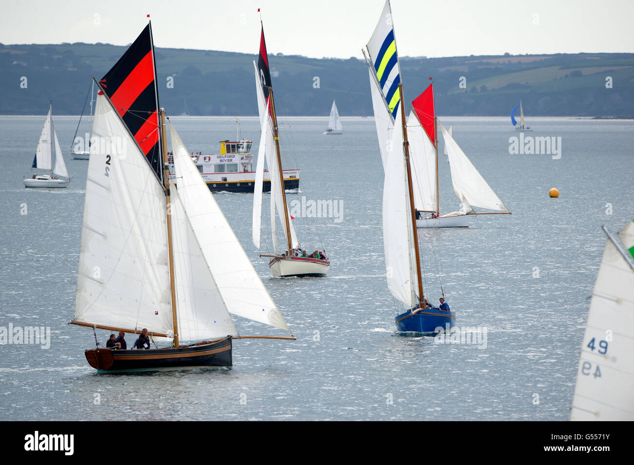 yachts sailing in Falmouth bay Stock Photo - Alamy