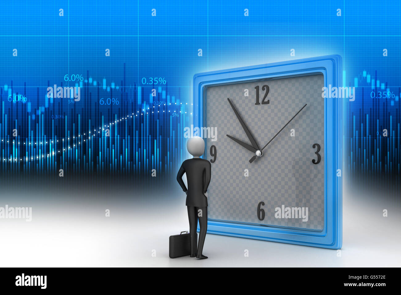 3d man watching the clock Stock Photo - Alamy
