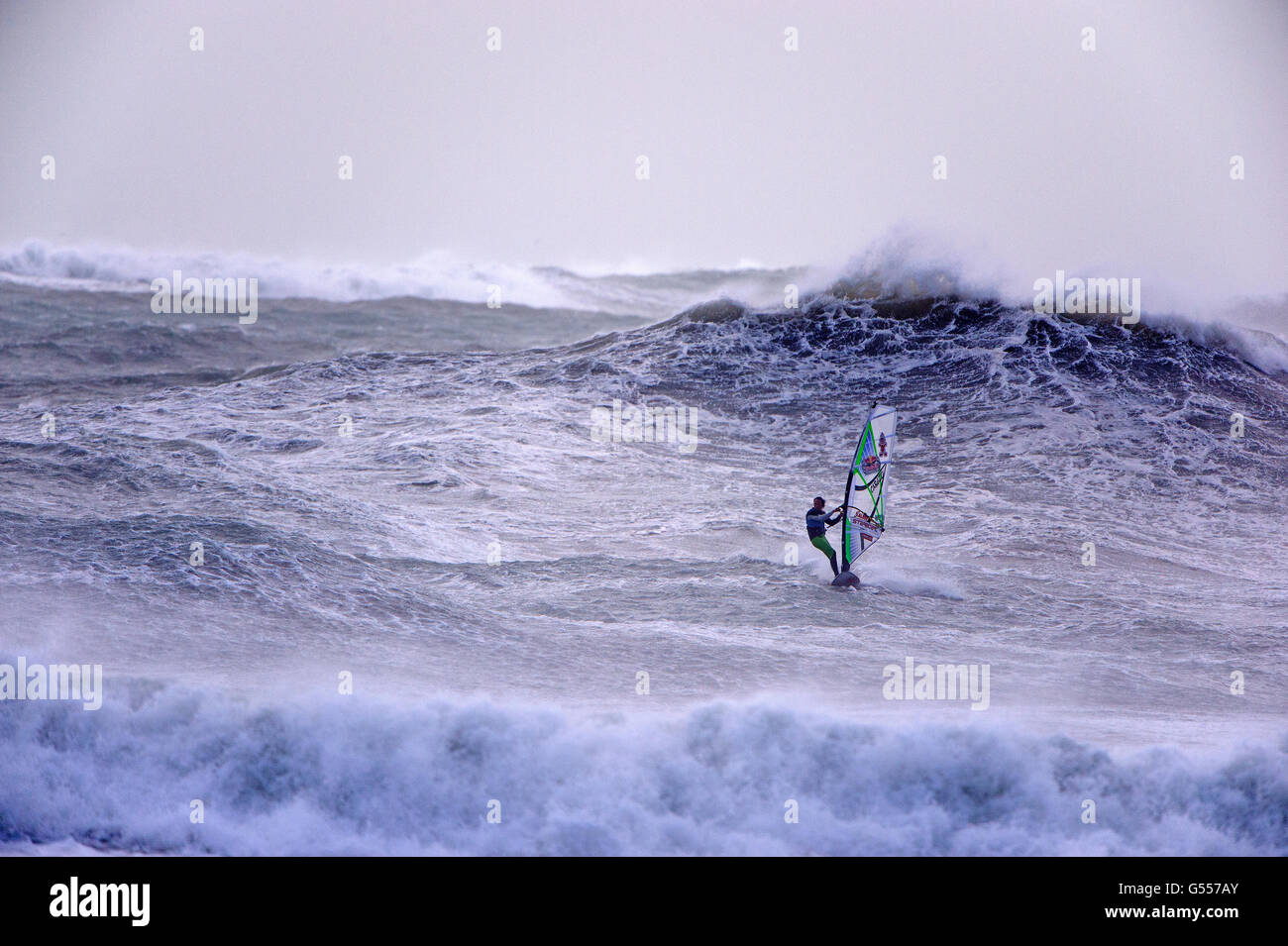 Rough seas Windsurfing Red Bull Mission 3 Storm Chaser Stock Photo - Alamy