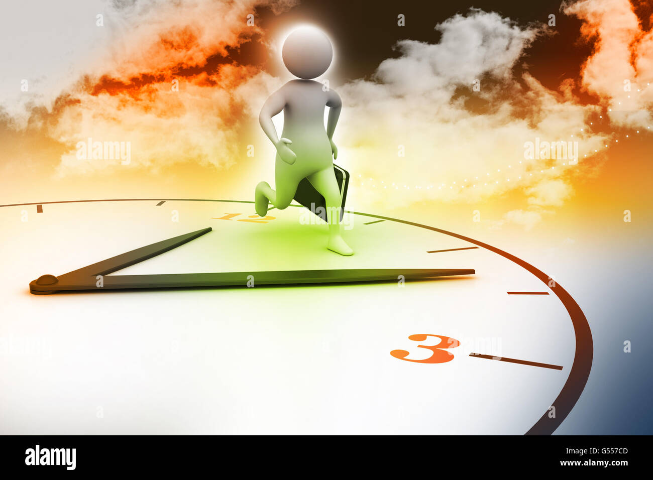 business man running on a large clock Stock Photo - Alamy