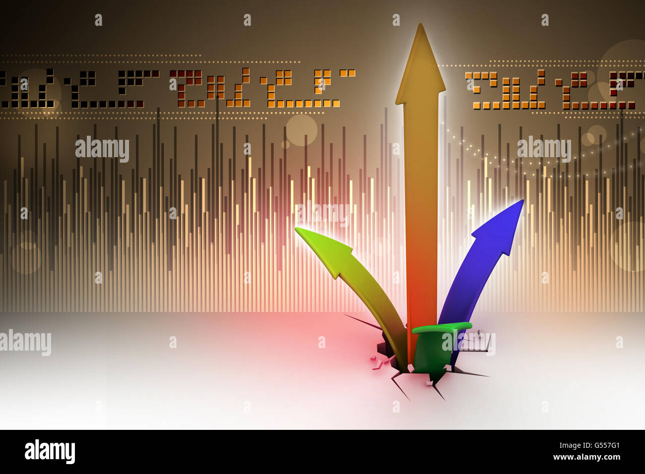 Breaking through to success as a financial graph Stock Photo - Alamy