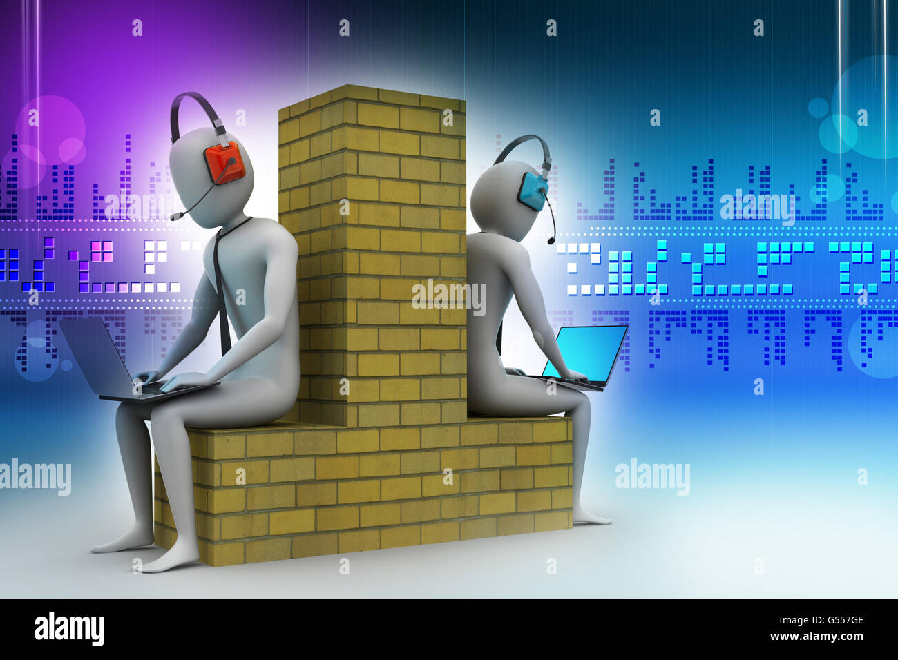 3d people working in laptop Stock Photo - Alamy
