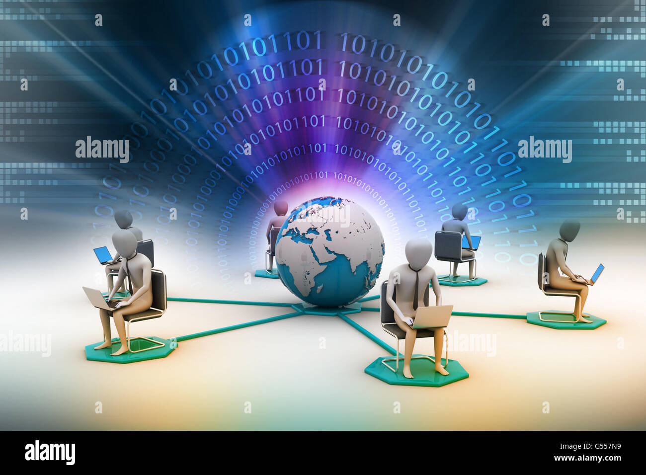 Networking people with globe Stock Photo - Alamy