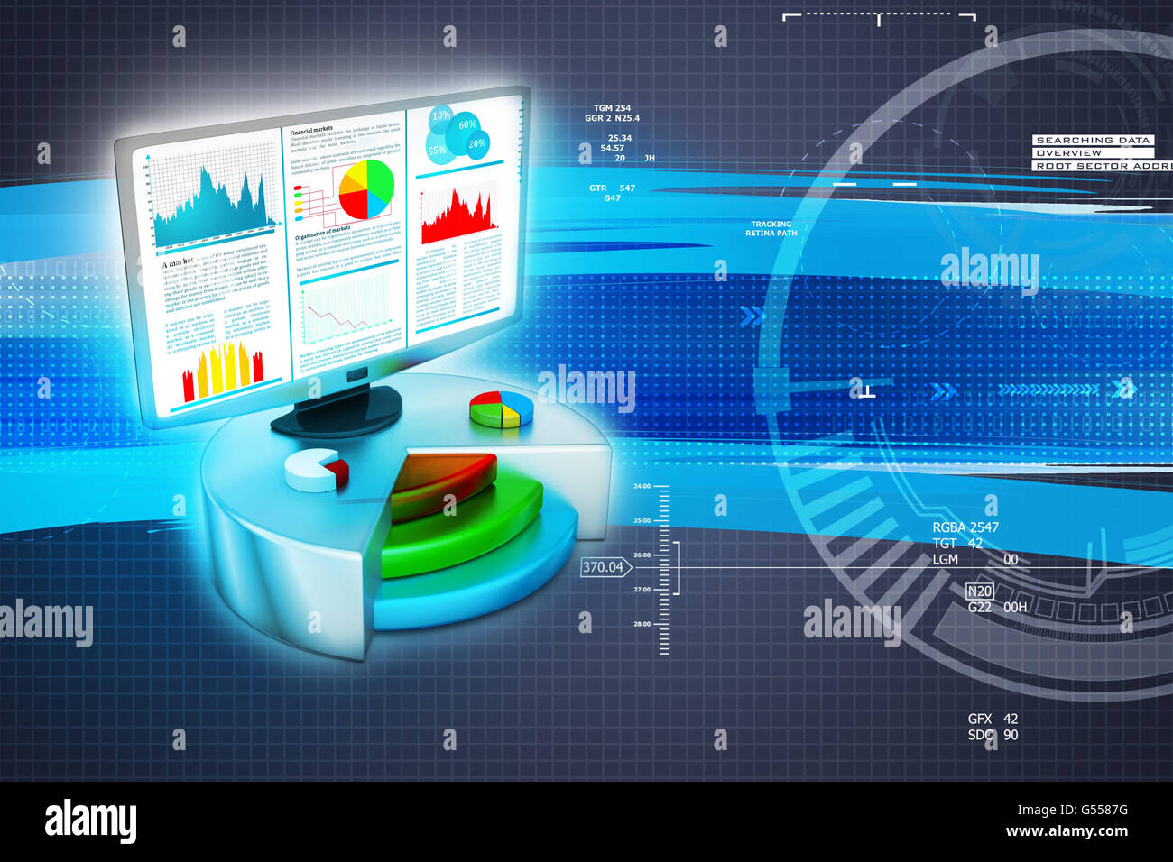 Stock chart showing the computer monitor Stock Photo - Alamy