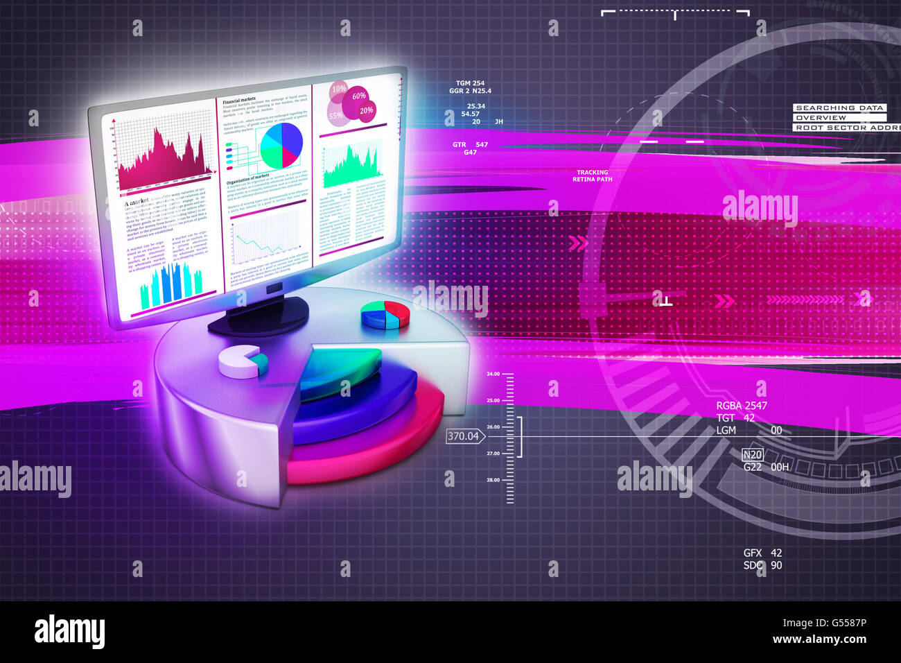 Stock chart showing the computer monitor Stock Photo - Alamy