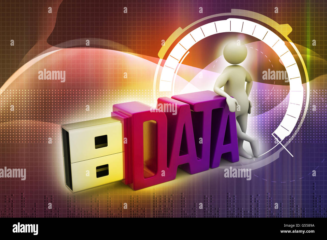 Businessman standing with usb flash drive Stock Photo - Alamy