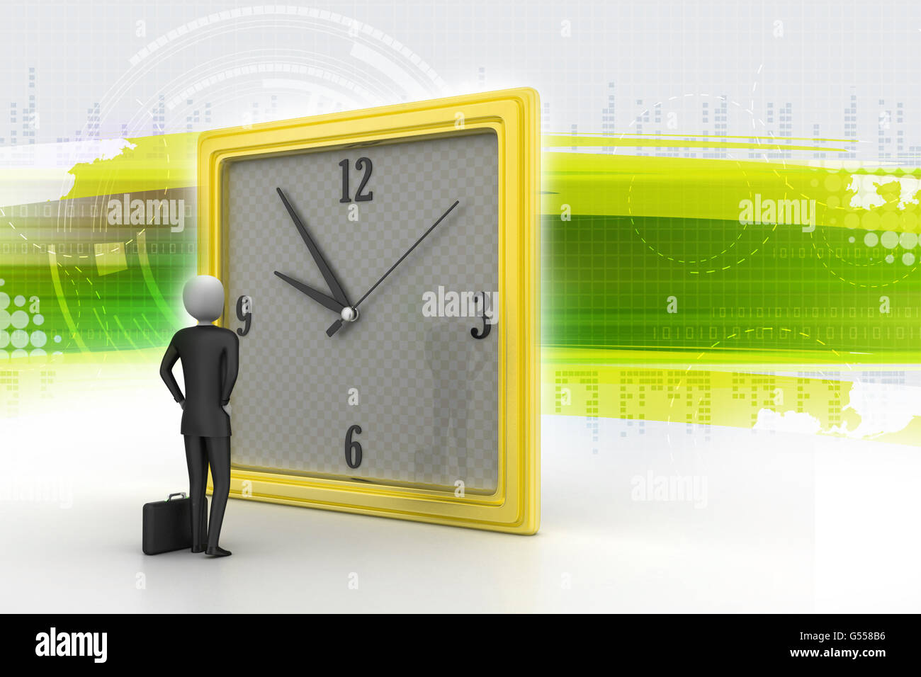 3d man watching the clock Stock Photo - Alamy
