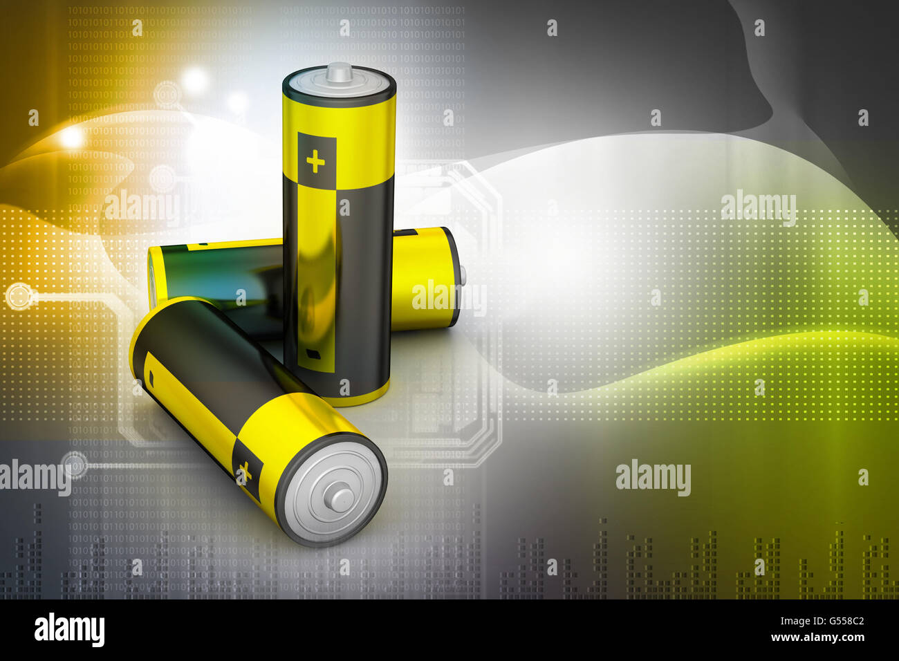 Batteries in color background Stock Photo - Alamy