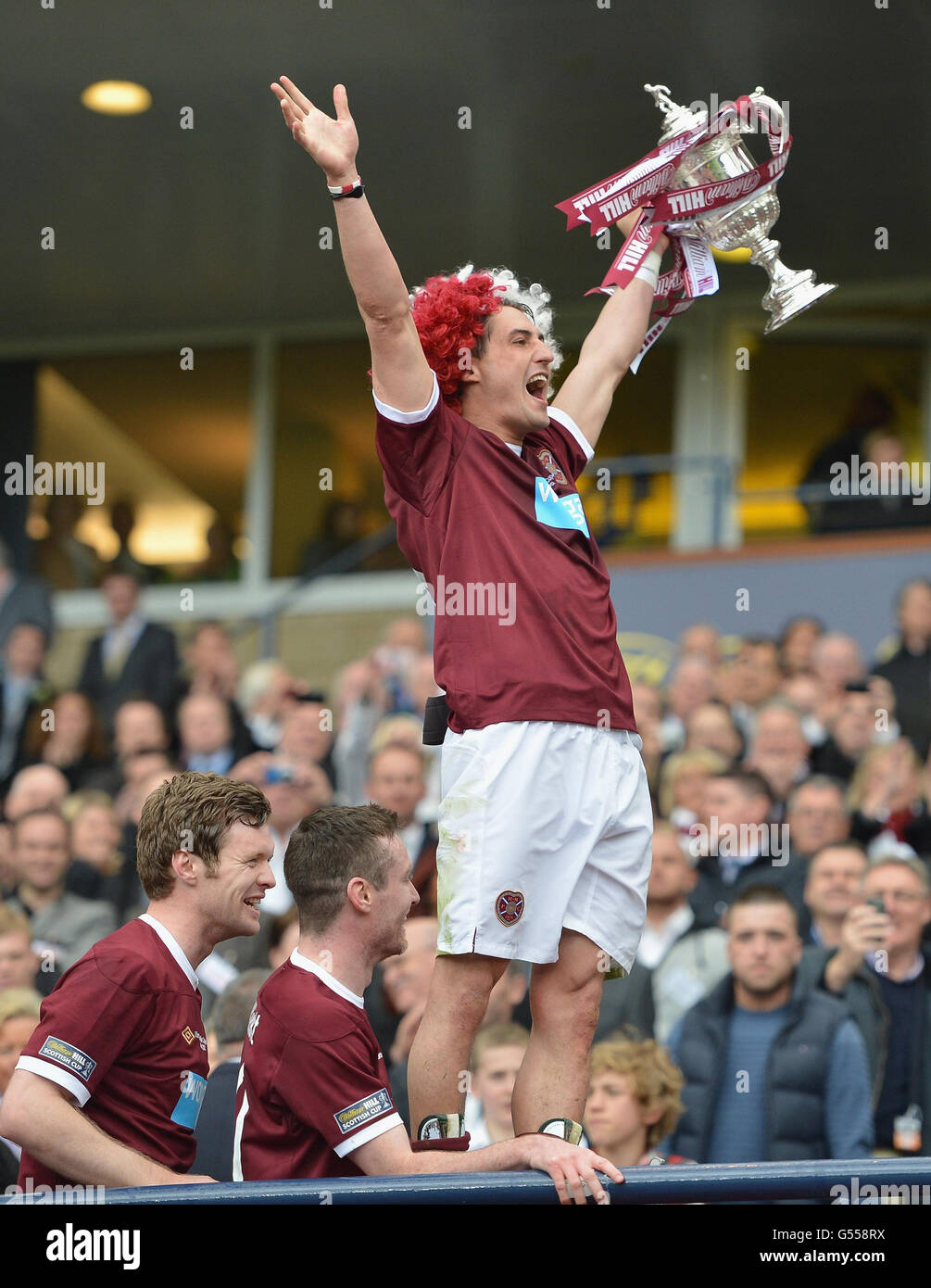 Hearts Rudi Skacel celebrates with his team after winning during the ...