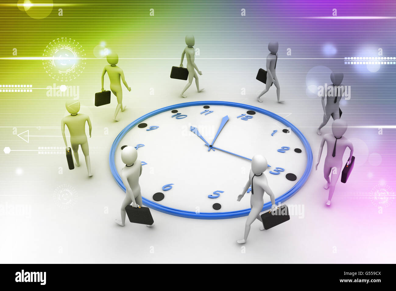 Business man walk around the clock Stock Photo - Alamy