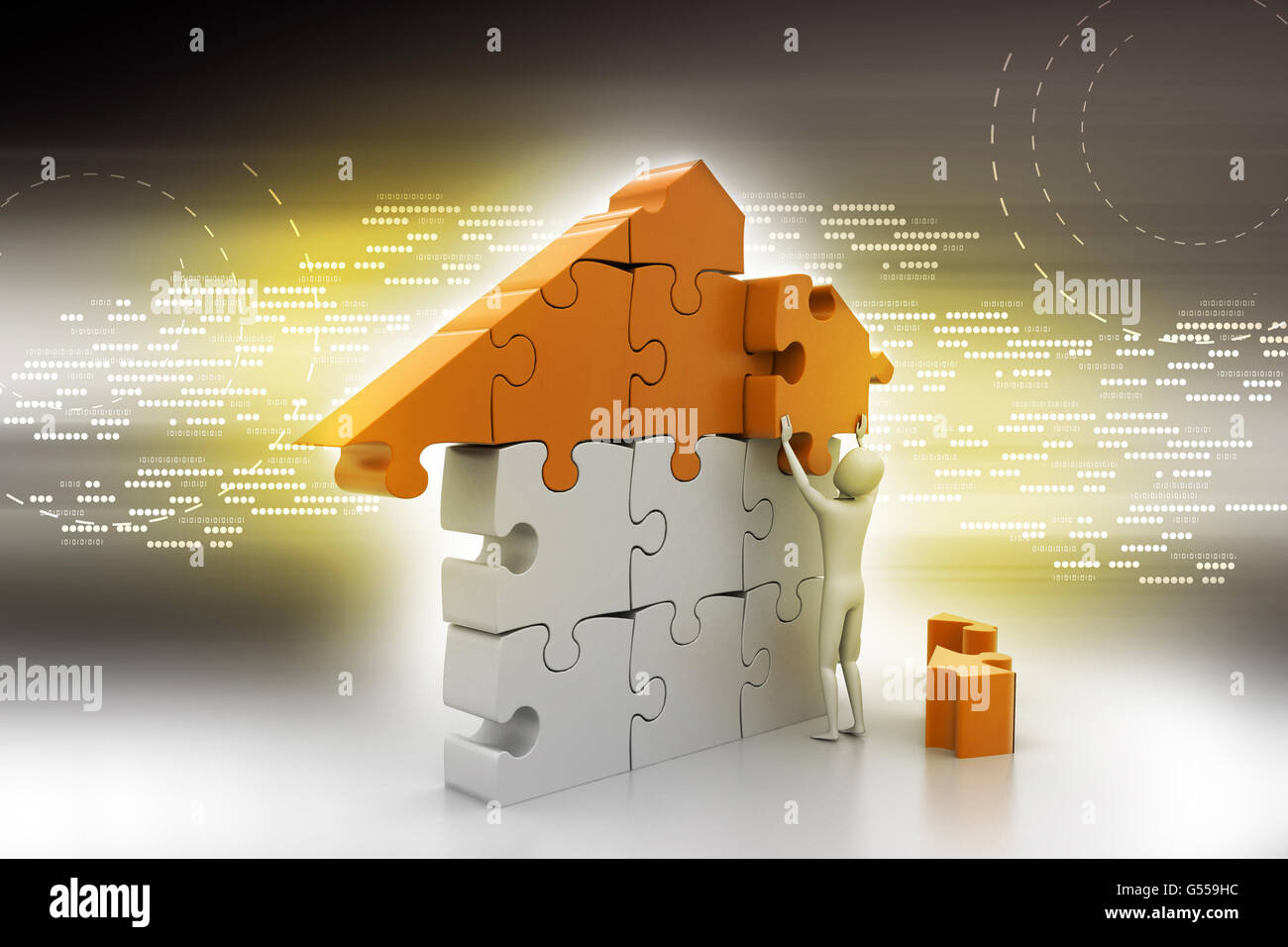 3d man, building the house Stock Photo - Alamy