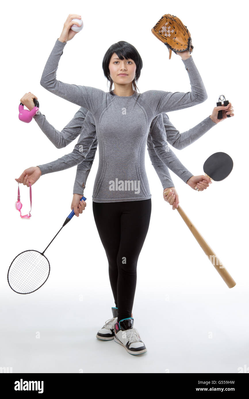 Woman many arms holding different hi-res stock photography and images ...