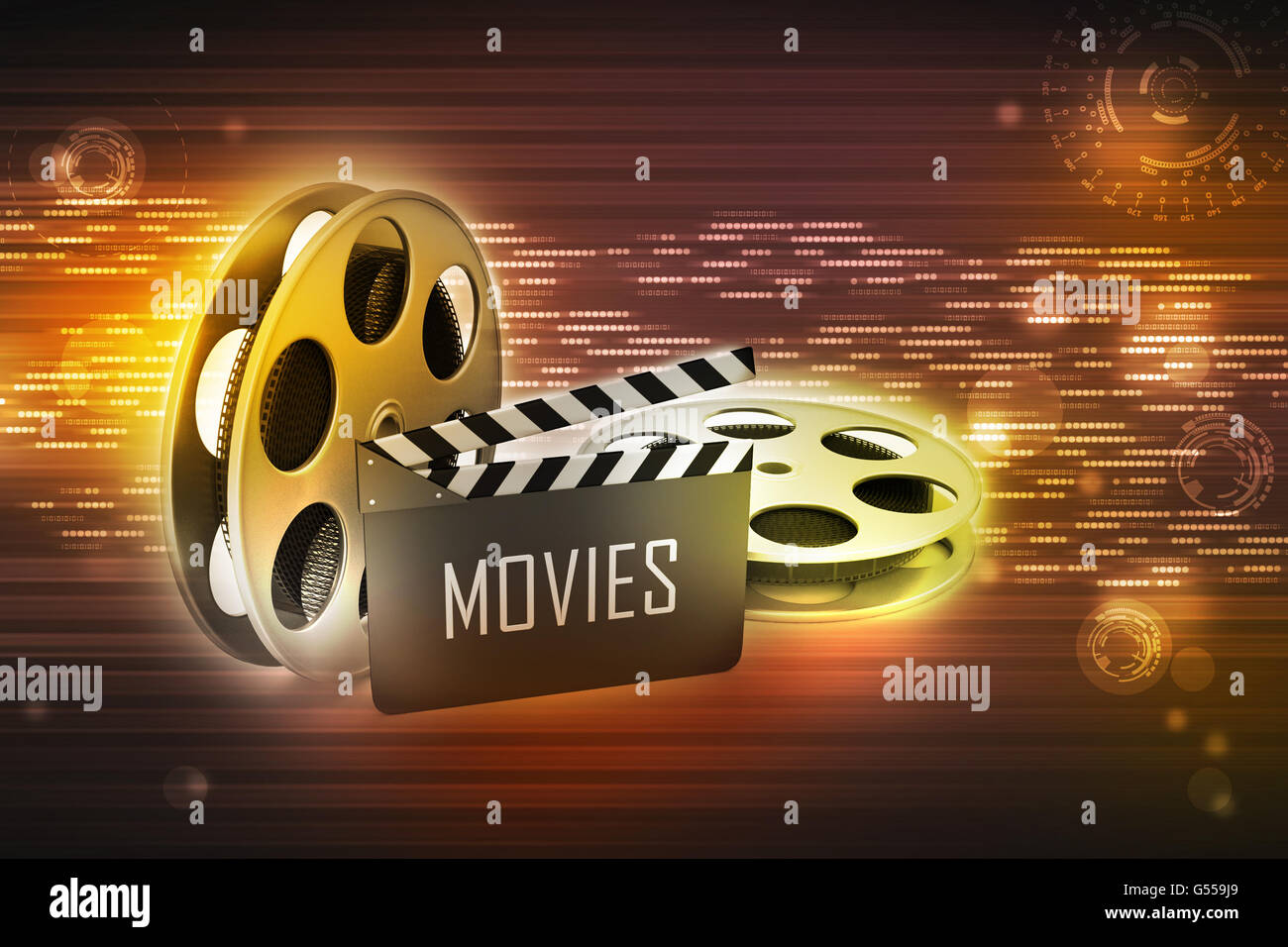 Film Reels and Clapper board Stock Photo - Alamy