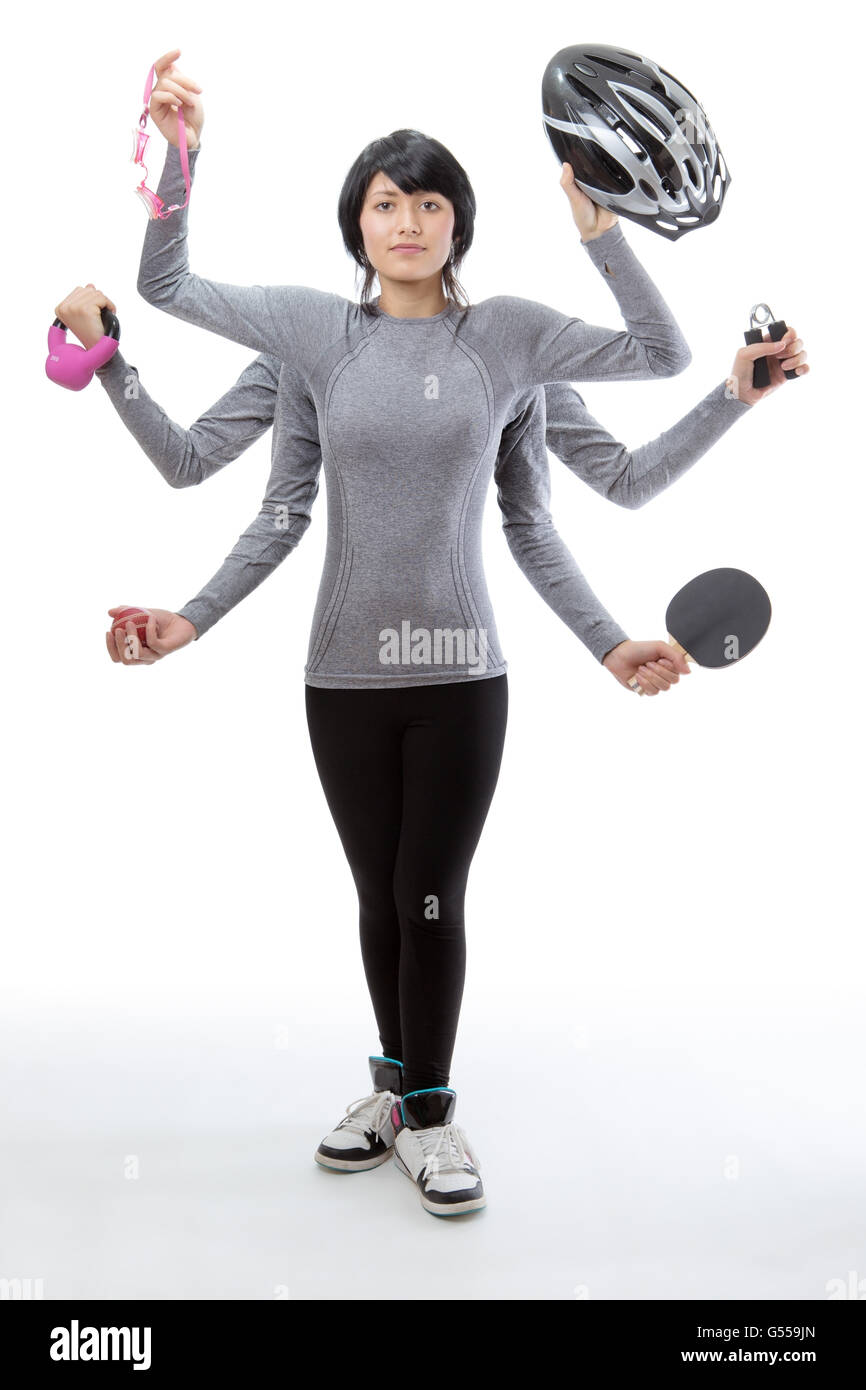 Woman many arms holding different hi-res stock photography and images ...