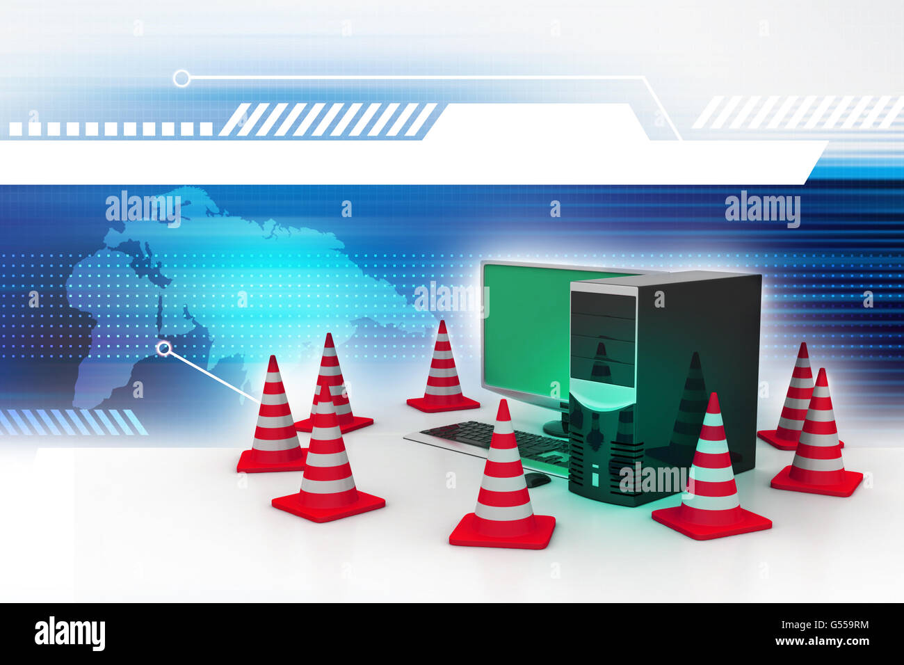 Computer with traffic sign Stock Photo - Alamy