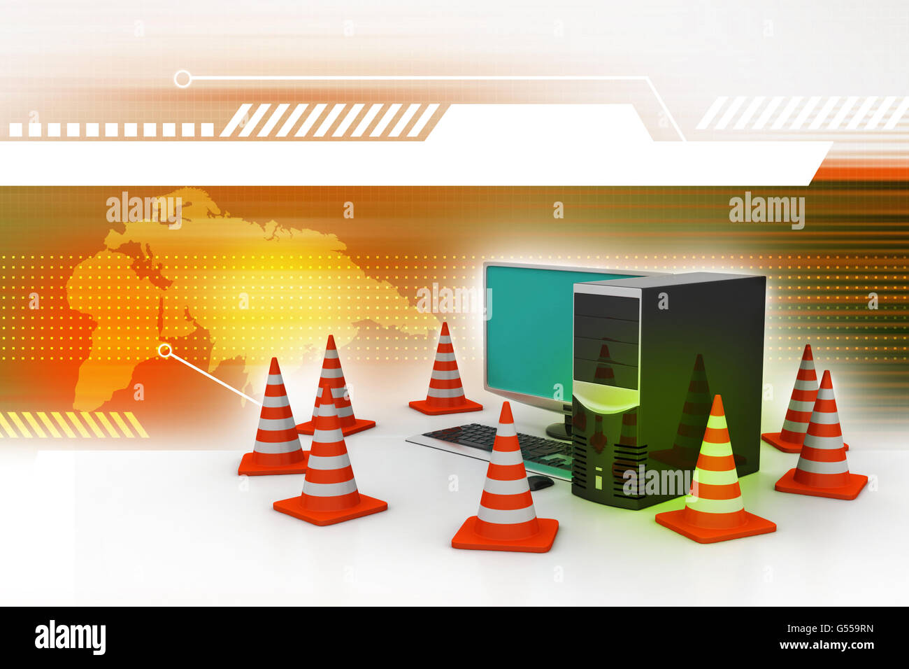 Computer with traffic sign Stock Photo - Alamy