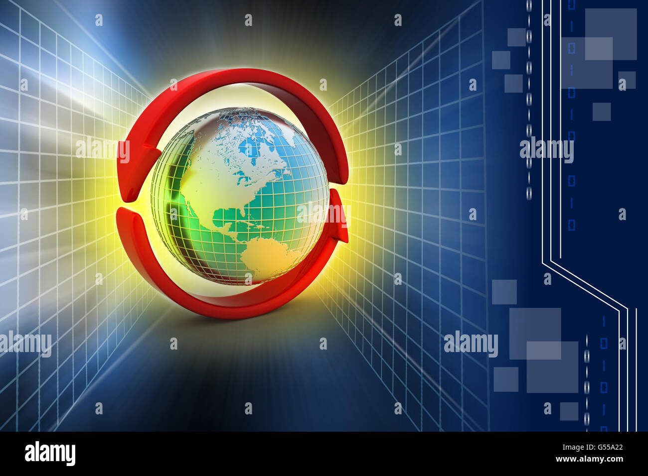 Earth with arrow circle around Stock Photo - Alamy