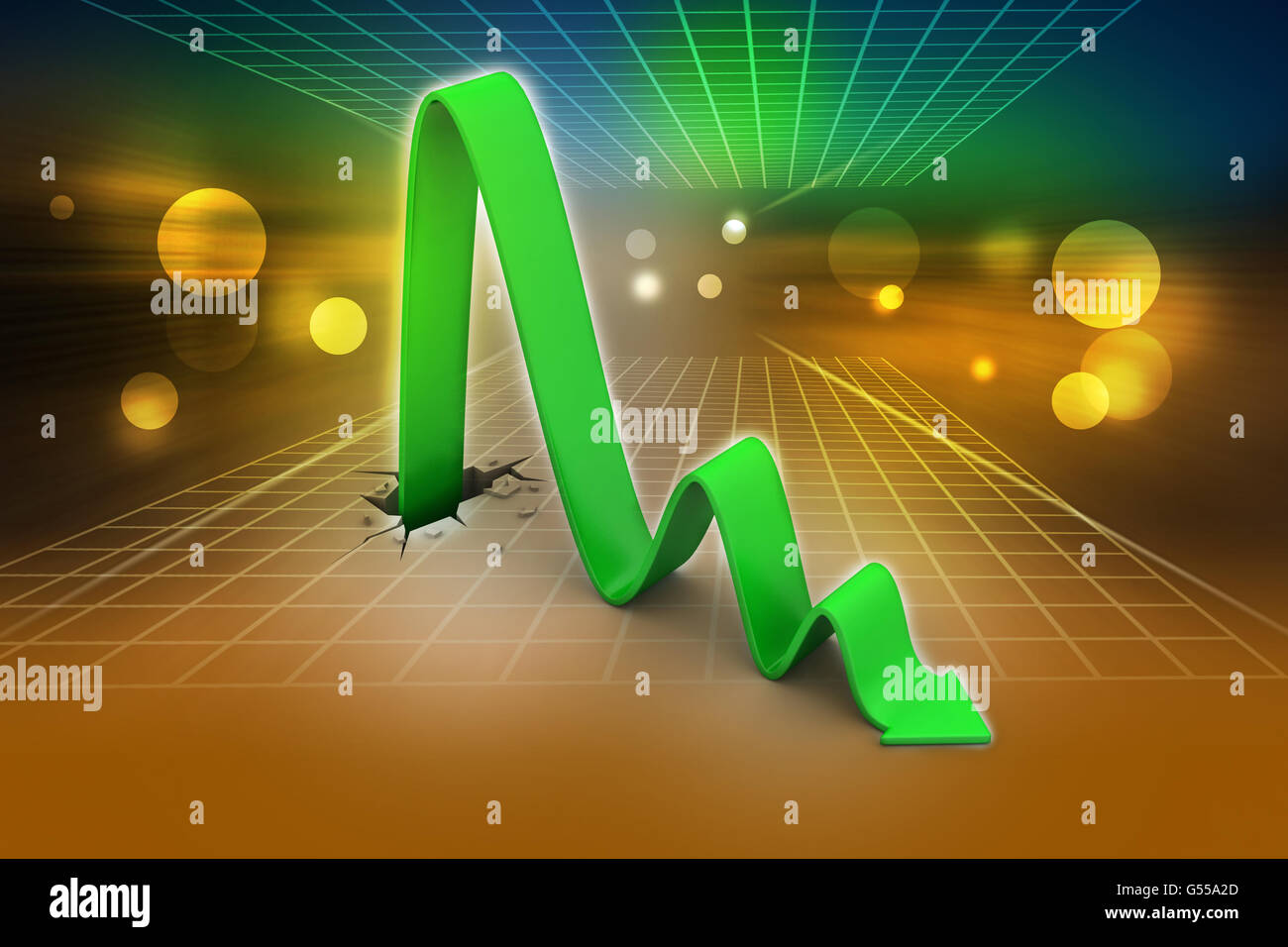 Breaking through to loss as a financial graph Stock Photo - Alamy