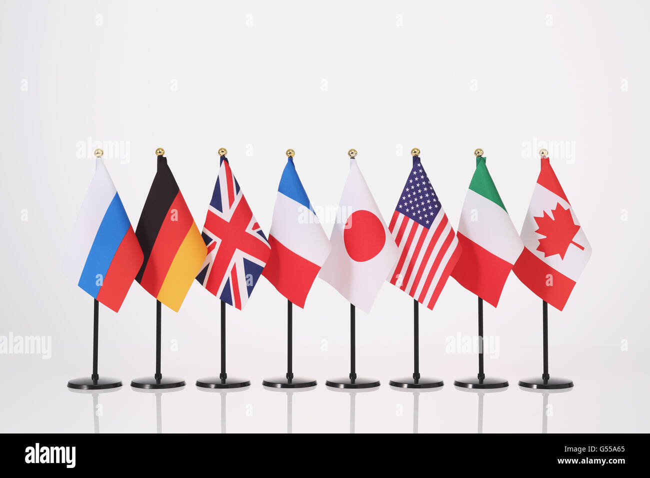 National flags on white background Stock Photo - Alamy