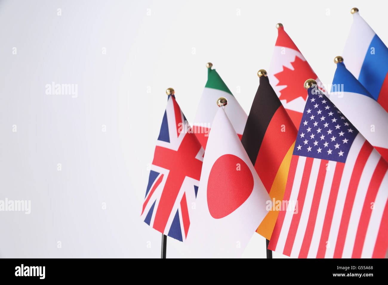 National flags on white background Stock Photo - Alamy