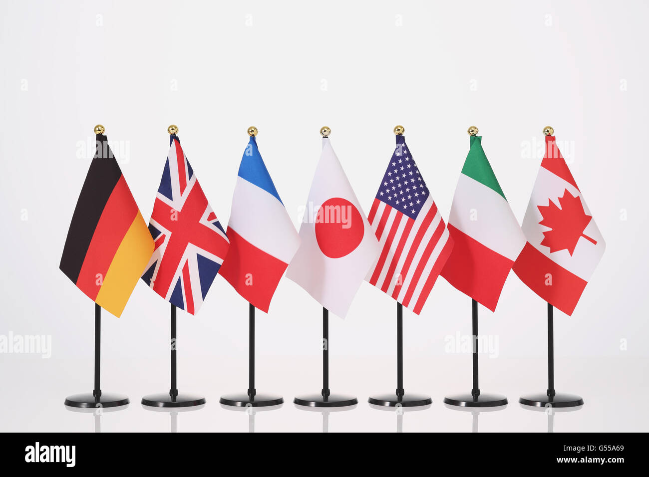 National flags on white background Stock Photo - Alamy