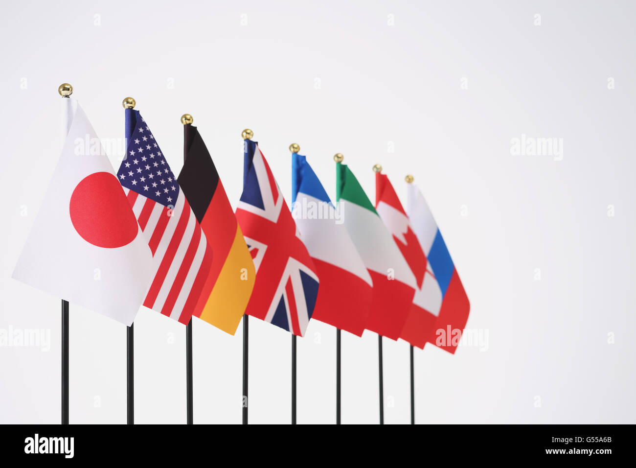 National flags on white background Stock Photo - Alamy