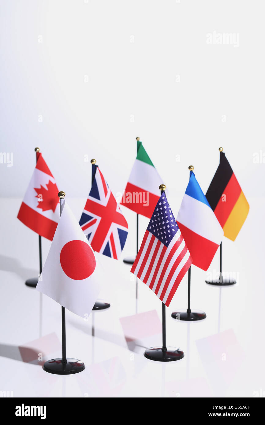 National flags on white background Stock Photo - Alamy