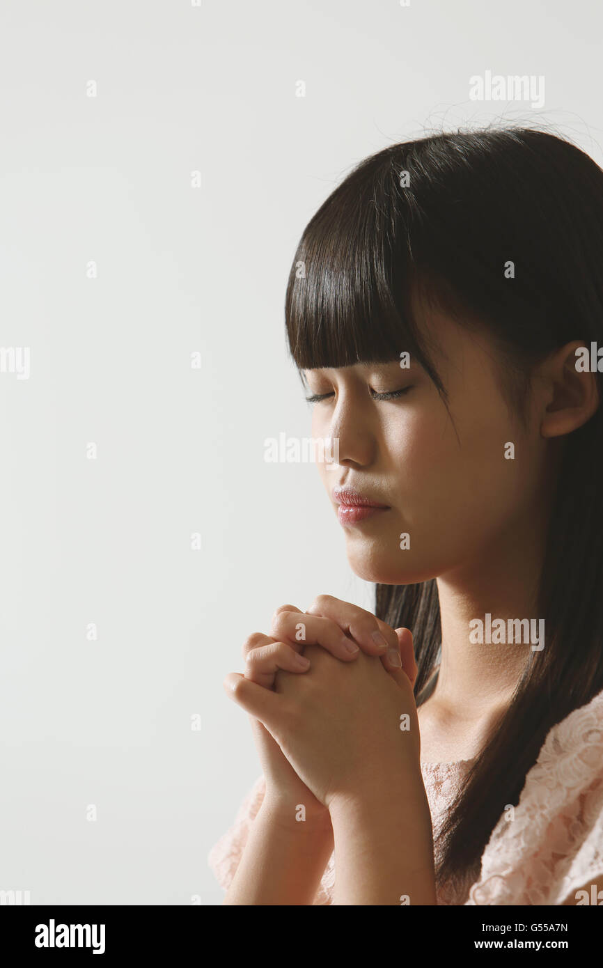 Japanese Young Woman Praying High Resolution Stock Photography and ...