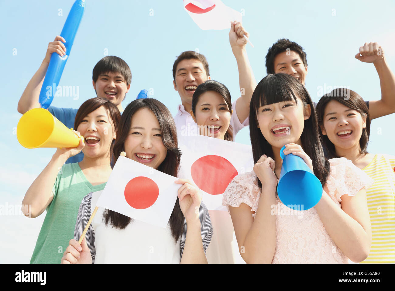 Group of Japanese supporters Stock Photo - Alamy