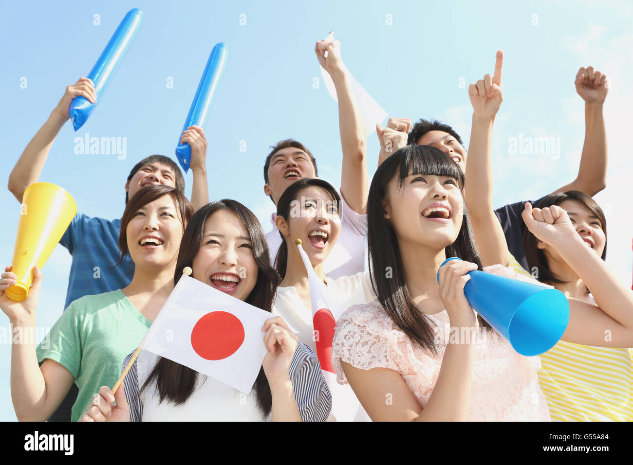 Group of Japanese supporters Stock Photo - Alamy