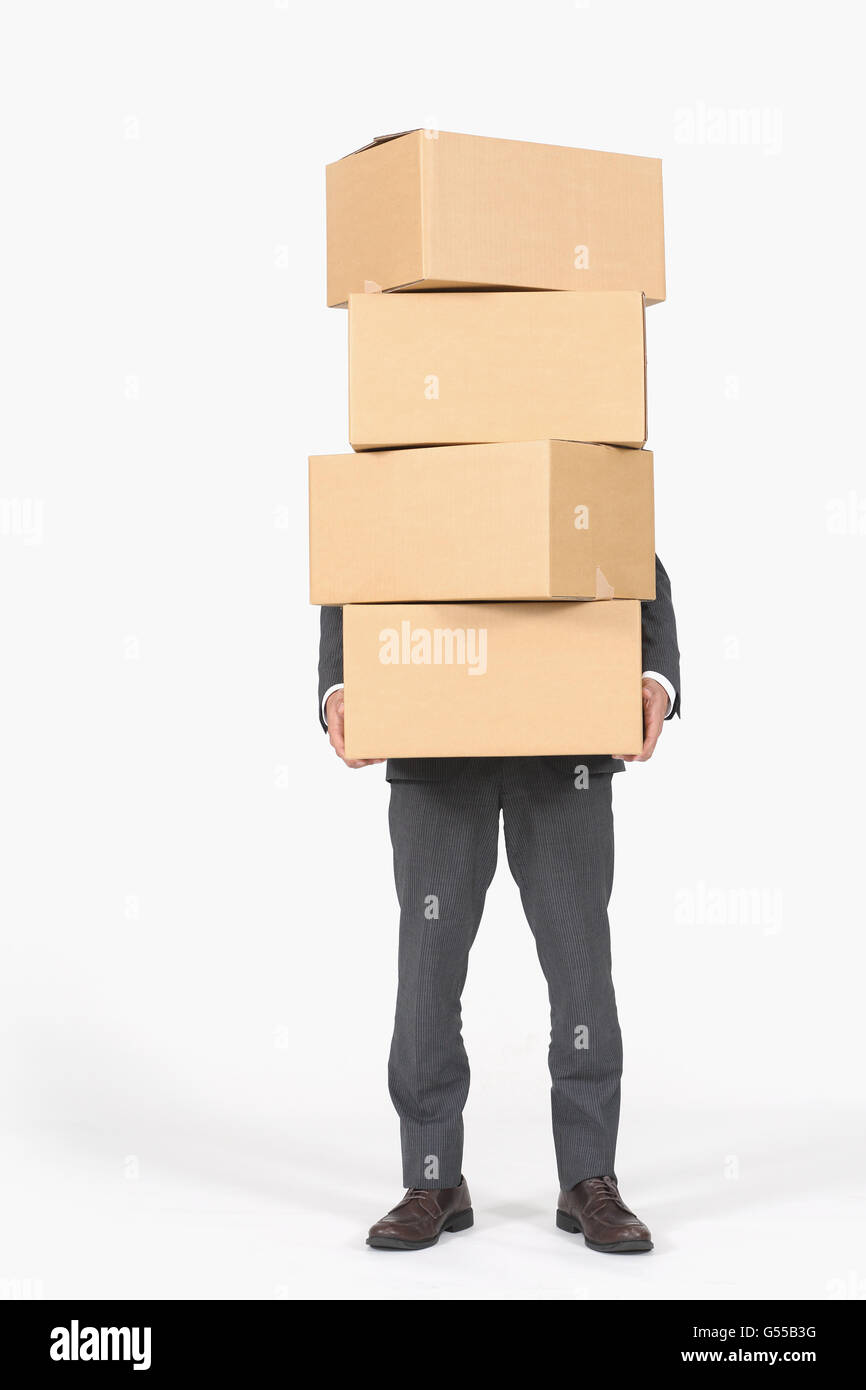 Young male employee boxes hi-res stock photography and images - Alamy